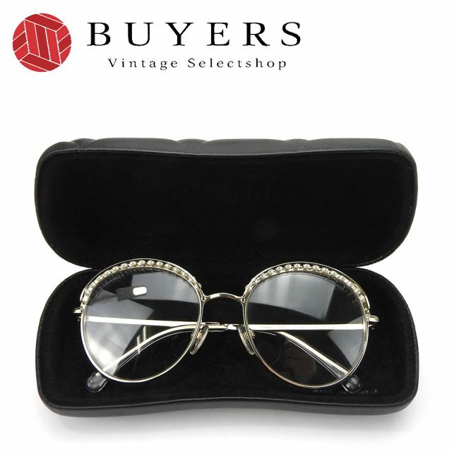 中古 シャネル メガネ 4247-H ココマーク メタル シャンパンゴールド フェイクパール メッキ レディース 女性 CHANEL