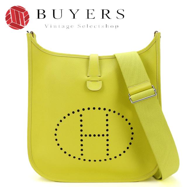 中古 エルメス ショルダーバッグ エヴリン3GM ヴォーエプソン イエロー ライム □JO刻印(2011年製造) 斜め掛け レディース 女性 HERMES