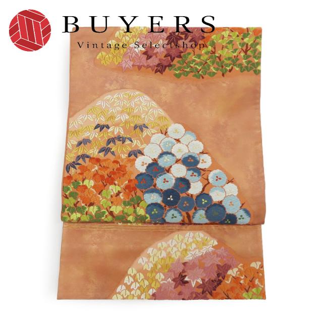 中古 袋帯 正絹(金銀糸除く) サーモンピンク 訪問着 和装 呉服 和服 きもの レディース 女性