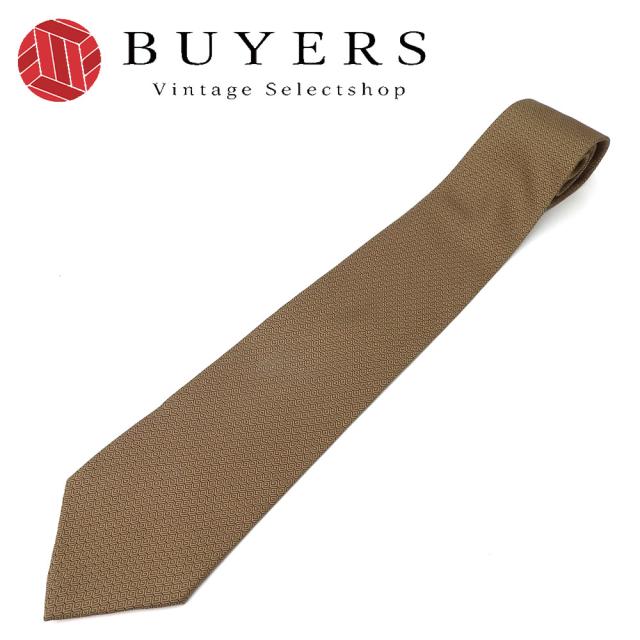 中古 グッチ ネクタイ シルク ブラウン ゴールド系 イタリア製 紳士 GG メンズ 男性 GUCCI