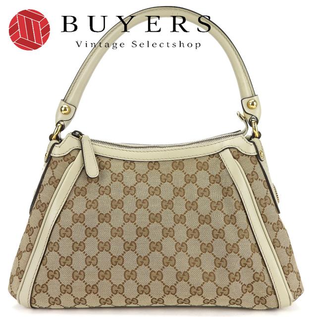 中古 グッチ ショルダーバッグ 282298 GGキャンバス レザー ベージュ ゴールド金具 カジュアル ワンショルダー レディース 女性 GUCCI