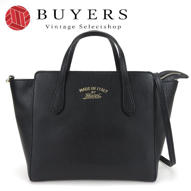 中古 グッチ ハンドバッグ 368827 スウィング スモール レザー ブラック ゴールド金具 2WAY カジュアル 普段使い レディース 女性 GUCCI