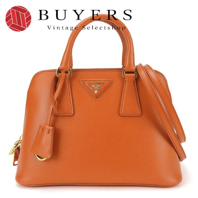 中古 プラダ ハンドバッグ BL0838 サフィアーノレザー パパイヤ オレンジ ゴールド金具 2WAY ショルダー レディース 女性 PRADA