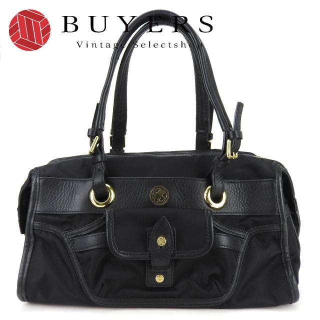 中古 ハンティングワールド ハンドバッグ ナイロン レザー ブラック ゴールド金具 カジュアル 普段使い 肩掛け レディース 女性 HUNTING WORLD