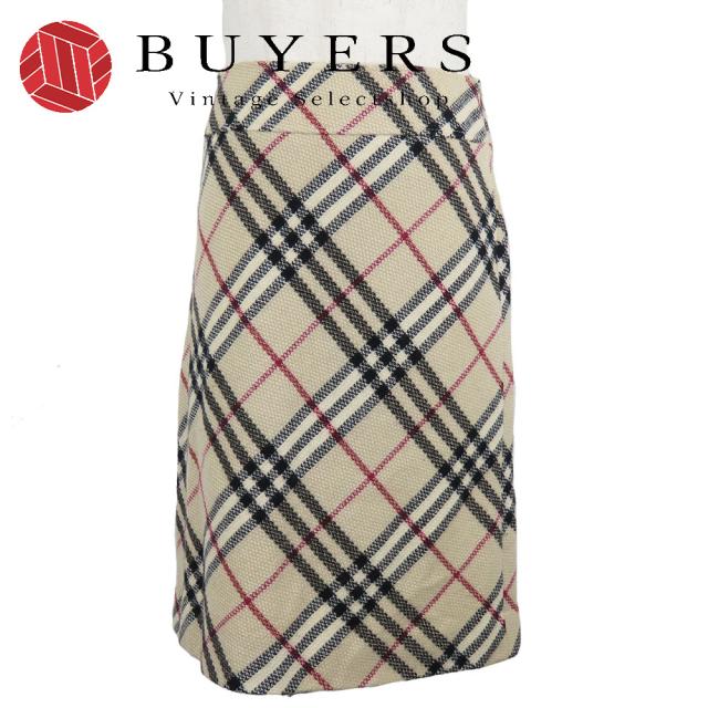 中古 バーバリー ロンドン スカート 36 ウール ベージュ ノバチェック 膝丈 アパレル レディース 女性 BURBERRY LONDON