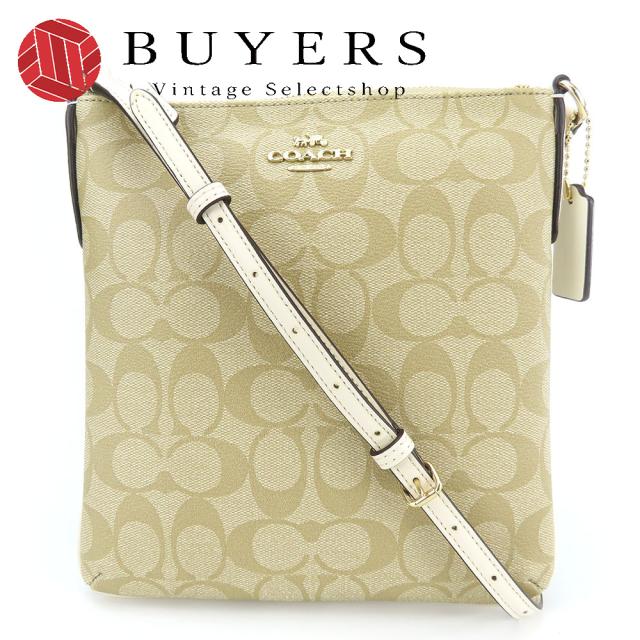 中古 コーチ ショルダーバッグ F58309 シグネチャー PVC レザー ベージュ オフホワイト シルバー金具 斜め掛け カジュアル レディース 女性 COACH