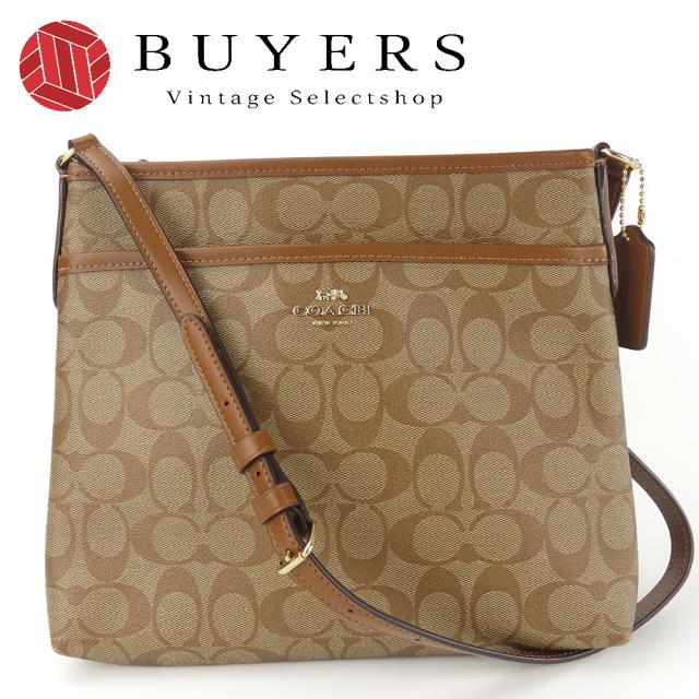 中古 コーチ ショルダーバッグ F29210 シグネチャー PVC レザー ブラウン モカ ゴールド金具 斜め掛け カジュアル レディース 女性 COACH