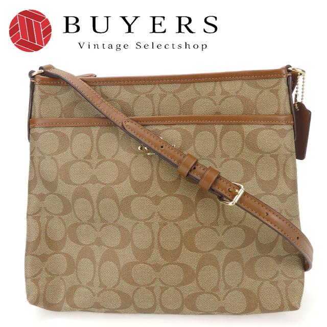 中古 コーチ ショルダーバッグ F29210 シグネチャー PVC レザー ブラウン モカ ゴールド金具 斜め掛け カジュアル レディース 女性 COACH