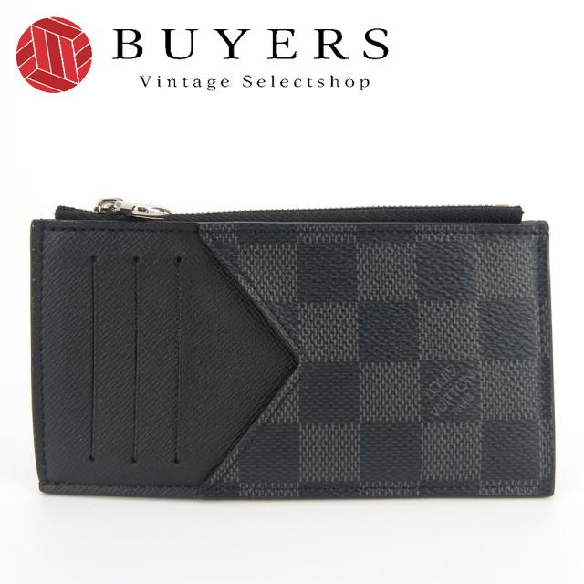 中古 ルイ・ヴィトン カードケース ・カードホルダー N64038 ダミエグラフィット ブラック グレー シルバー金具 コンパクト メンズ 男性 LOUIS VUITTON