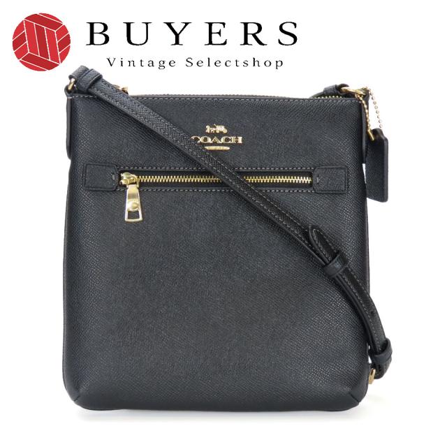 中古 コーチ ショルダーバッグ CE871 レザー ブラック ゴールド金具 斜め掛け ポシェット レディース 女性 COACH