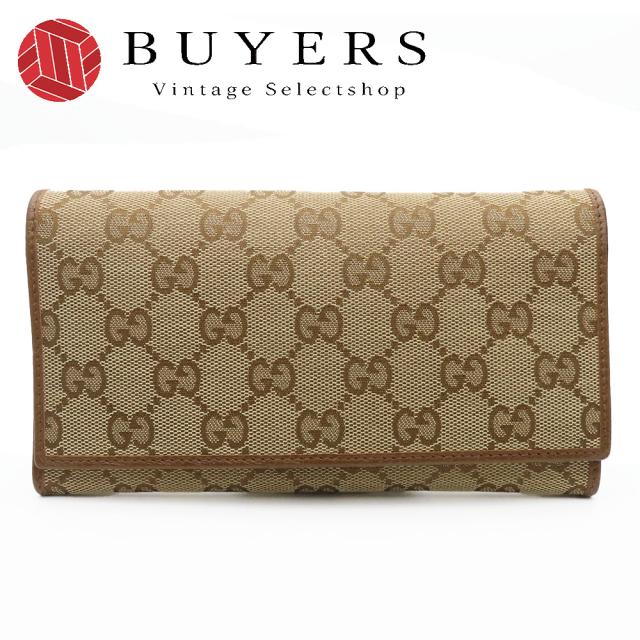 中古 グッチ 長財布 346058 GGキャンバス レザー ブラウン 二つ折り 小物 レディース 女性 GUCCI