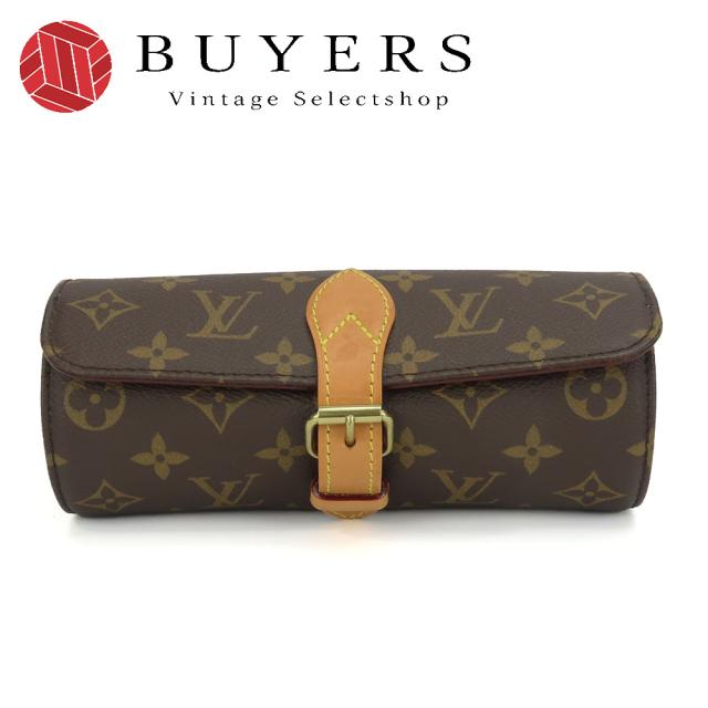 中古 ルイ・ヴィトン その他小物 エテュイ・３ モントル M47530 モノグラム ヌメ革 ブラウン ゴールド金具 腕時計ケース 旅行 小物 レディース メンズ LOUIS VUITTON