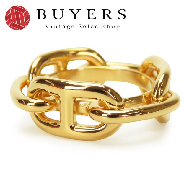 中古 エルメス スカーフリング シェーヌダンクル メタル ゴールド メッキ アクセサリー 小物 レディース 女性 HERMES