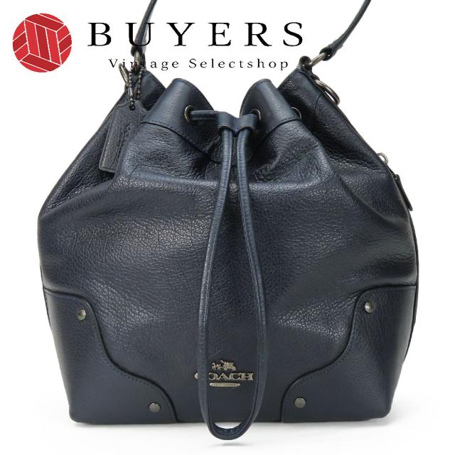 中古 コーチ ショルダーバッグ F35684 レザー ネイビー 肩掛け 巾着 カジュアル レディース 女性 COACH