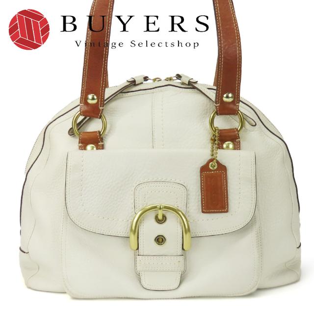 中古 コーチ トートバッグ 11843 レザー ホワイト ブラウン ゴールド金具 肩掛け シンプル レディース 女性 COACH