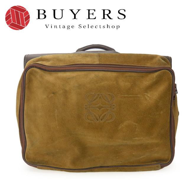 中古 ロエベ ビジネスバッグ レザー ブラウン ベージュ ゴールド金具 アタッシュケース ハードケース カバー メンズ 男性 LOEWE