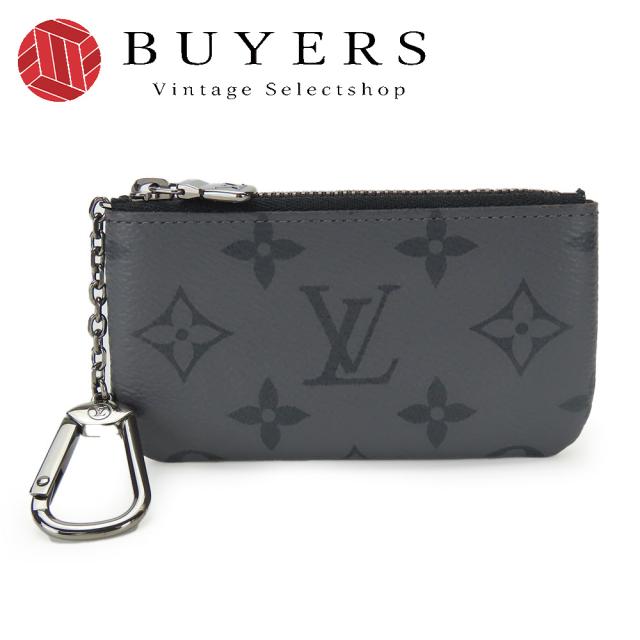 中古 ルイ・ヴィトン ケース ポシェット・クレ M80905 モノグラムエクリプス グレー ブラック シルバー金具 キーケース 小物 メンズ 男性 LOUIS VUITTON