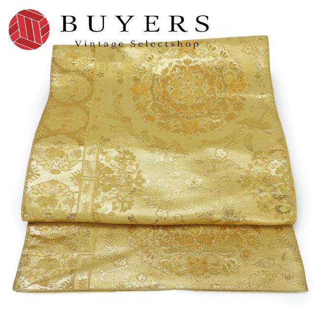中古 袋帯 正絹(金銀糸除く) ゴールド 和装 呉服 和服 きもの レディース 女性