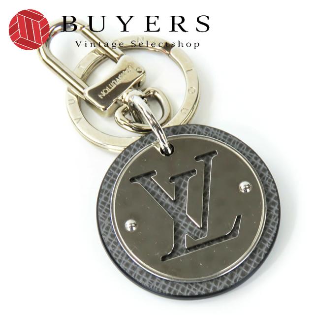 中古 ルイ・ヴィトン キーホルダー ポルト クレ・LVサークル M00477 タイガ メタル グレー シルバー金具 チャーム アクセサリー 小物 メンズ 男性 LOUIS VUITTON