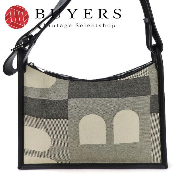 中古 バリー ショルダーバッグ キャンバス レザー ブラック ベージュ シルバー金具 ワンショルダー 肩掛け 普段使い レディース 女性 BALLY