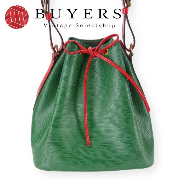 中古 ルイ・ヴィトン ショルダーバッグ プチノエ M44147 エピレザー グリーン レッド ゴールド金具 肩がけ バイカラー 巾着 レディース 女性 LOUIS VUITTON