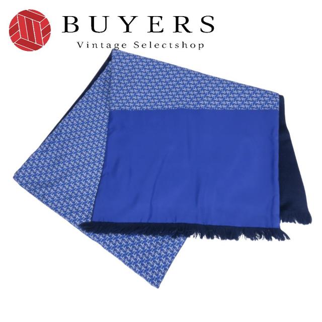中古 エルメス マフラー シルク アンゴラ ブルー ネイビー アパレル ストール おしゃれ レディース 女性 HERMES