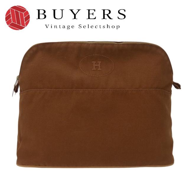 中古 エルメス ポーチ ボリードポーチTGM コットン ブラウン ブラウン ゴールド金具 小物入れ 化粧ポーチ マルチポーチ レディース 女性 HERMES