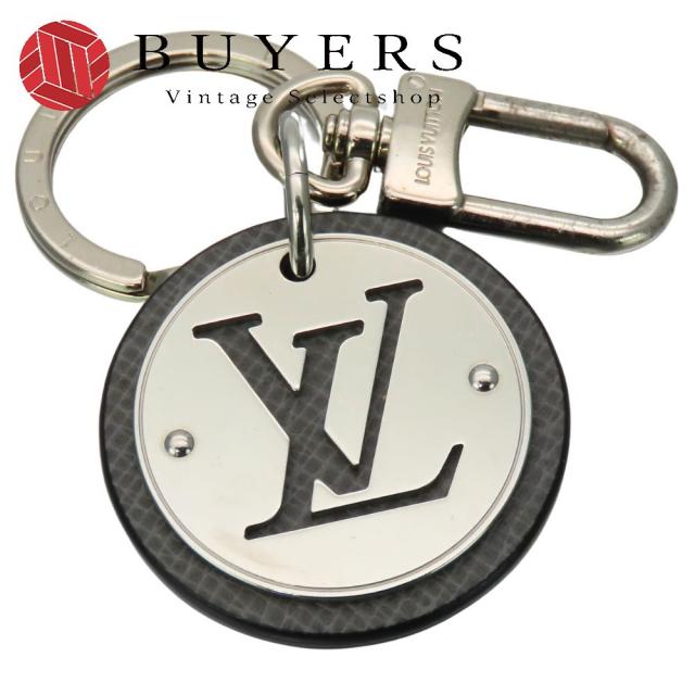 中古 ルイ・ヴィトン キーホルダー ポルトクレ・ＬＶサークル M00477 メタル レザー シルバー グレー チャーム アクセサリー 小物 レディース メンズ LOUIS VUITTON