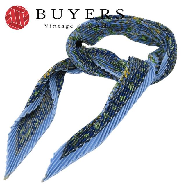 中古 エルメス スカーフ プリーツカレ90 インドの狩猟 CHASSE EN INDE シルク ブルー系 マルチカラー 小物 アクセサリー アパレル レディース 女性 HERMES