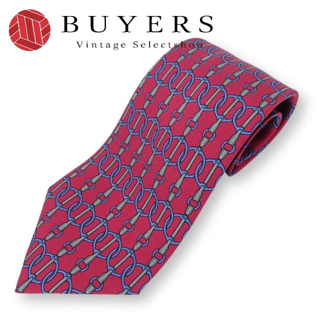 中古 エルメス ネクタイ シルク ピンク系 ブルー グリーン ビジネス スーツ アパレル メンズ 男性 HERMES