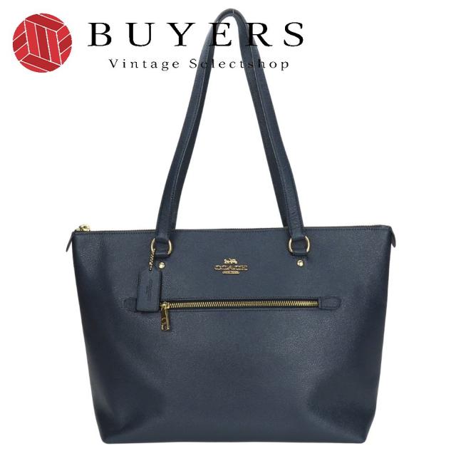 中古 コーチ トートバッグ F79608 レザー ネイビー ゴールド金具 肩掛け レディース 女性 COACH