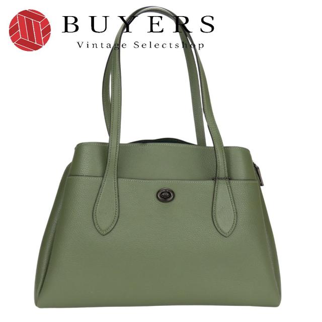 中古 コーチ トートバッグ ローラ キャリーオール 88340 レザー カーキ シルバー金具 肩掛け 肩掛け 普段使い レディース 女性 COACH