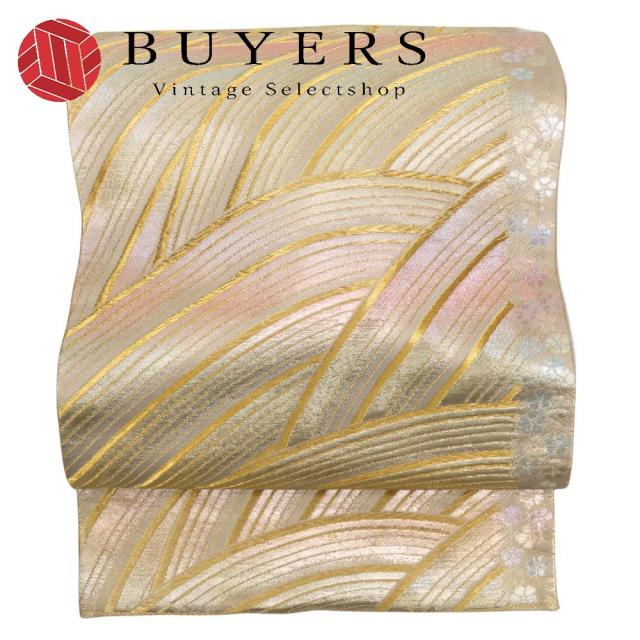 中古 袋帯 正絹(金銀糸除く) グレー シルバー フォーマル 和装 呉服 和服 きもの レディース 女性