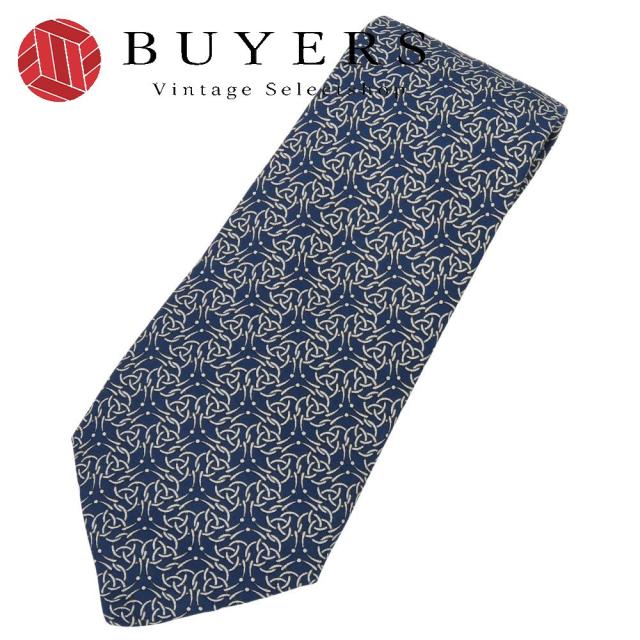中古 エルメス ネクタイ ケルトノット シルク ネイビー ホワイト ビジネス スーツ アパレル メンズ 男性 HERMES