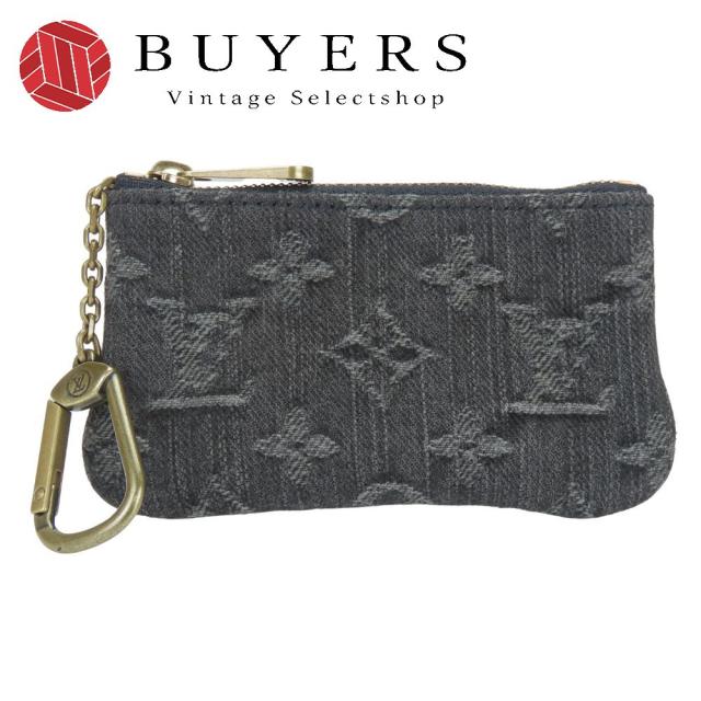 中古 ルイ・ヴィトン ケース ポシェット　クレ M95616 モノグラムデニム グレー ブラック ゴールド金具 小物 おしゃれ レディース メンズ LOUIS VUITTON