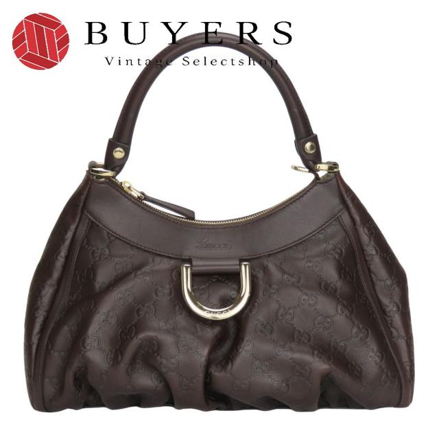 中古 グッチ ハンドバッグ 190525 アビー シマレザー ダークブラウン ゴールド金具 ワンショルダー カジュアル レディース 女性 GUCCI