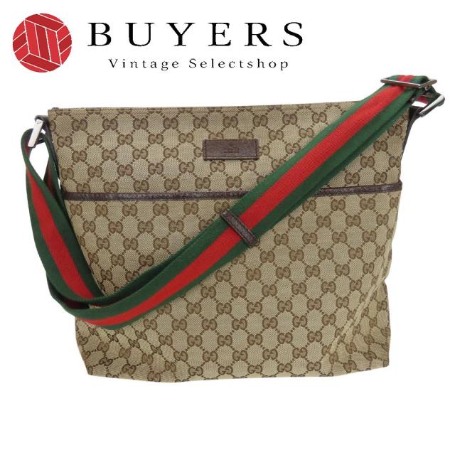 中古 グッチ ショルダーバッグ 189751 シュリーライン GGキャンバス ベージュ シルバー金具 斜め掛け カジュアル レディース 女性 GUCCI