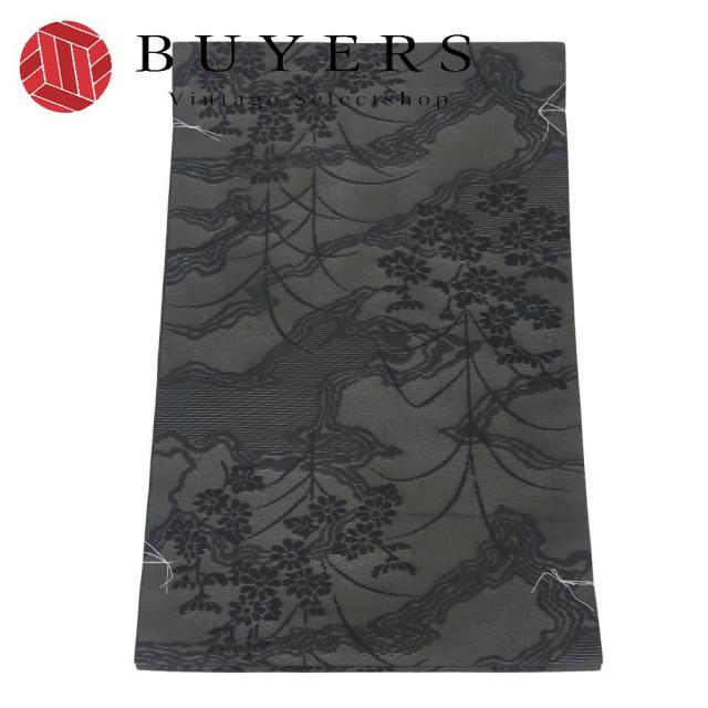 中古 名古屋帯 京袋 夏物 ポリエステル ブラック しつけ糸あり 喪服用 紗京袋帯 和装 呉服 和服 きもの レディース 女性