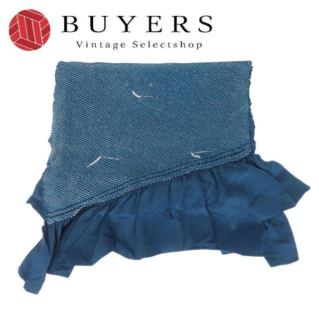 中古 男帯 兵児帯 総絞り 正絹 濃青緑系 ネイビー系 藍色系 浴衣帯 お洒落 カジュアル 和装 呉服 和服 きもの メンズ 男性