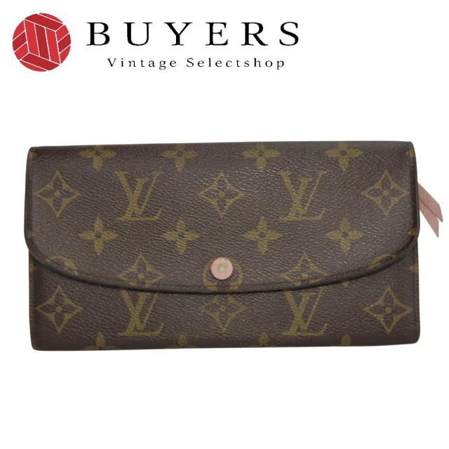 中古 ルイ・ヴィトン 長財布 ポルトフォイユ・エミリー M61289 モノグラム ブラウン ローズバレリーヌ 二つ折り 普段使い 小物 レディース 女性 LOUIS VUITTON