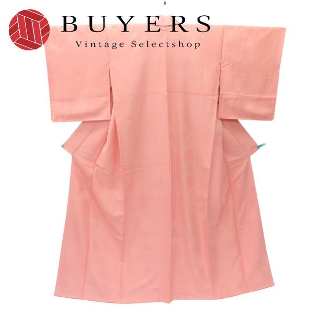 中古 色無地 しつけ糸あり 正絹(金銀糸除く) ピンク 地紋 フォーマル 1つ紋 和装 呉服 和服 きもの レディース 女性