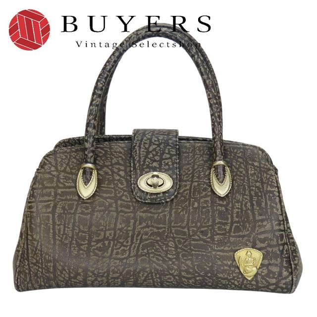 中古 ローレライ ハンドバッグ ケングルー（ベビーカンガルー） グレー系 ブラウン系 ゴールド金具 人魚 お洒落 レディース 女性 Lorelei