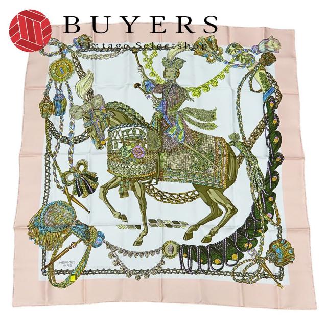 中古 エルメス スカーフ カレ90 ティンパニ奏者 Le Timbalier シルク ピンク マルチカラー 小物 アクセサリー レディース 女性 HERMES
