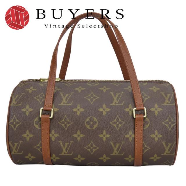 中古 美品 ルイ・ヴィトン ハンドバッグ パピヨン26 M51366 モノグラム ブラウン 旧型 筒形 レディース 女性 LOUIS VUITTON