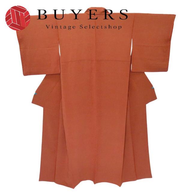 中古 小紋 江戸小紋 鮫小紋 正絹(金銀糸除く) ブラウン系 赤茶色系 紋なし 和装 呉服 和服 きもの レディース 女性