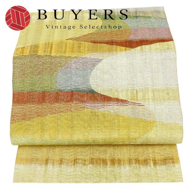 中古 袋帯 正絹(金銀糸除く) マルチカラー ゴールド 全通柄 お洒落 和装 呉服 和服 きもの レディース 女性