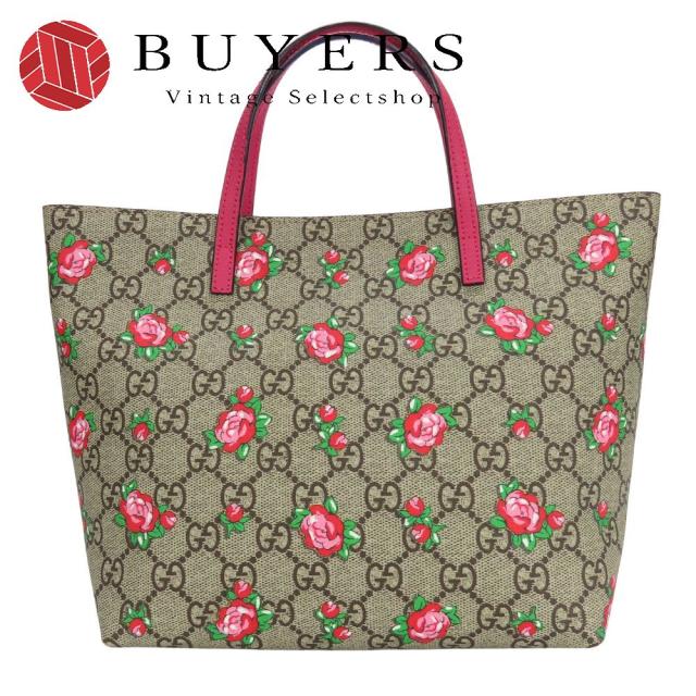 中古 グッチ トートバッグ 410812 チルドレンズ ローズ GGスプリームキャンバス レザー ローズピンク ベージュ ミニトート カジュアル 普段使い レディース 女性 GUCCI