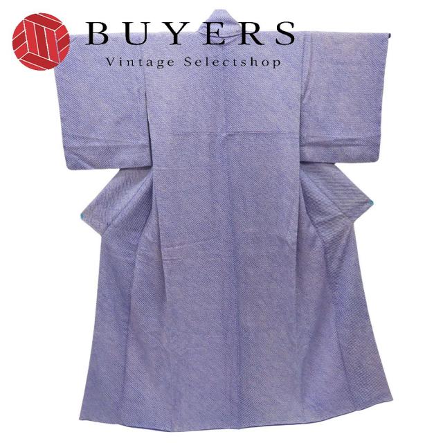 中古 小紋 総絞り 正絹 パープル 和装 呉服 和服 きもの レディース 女性