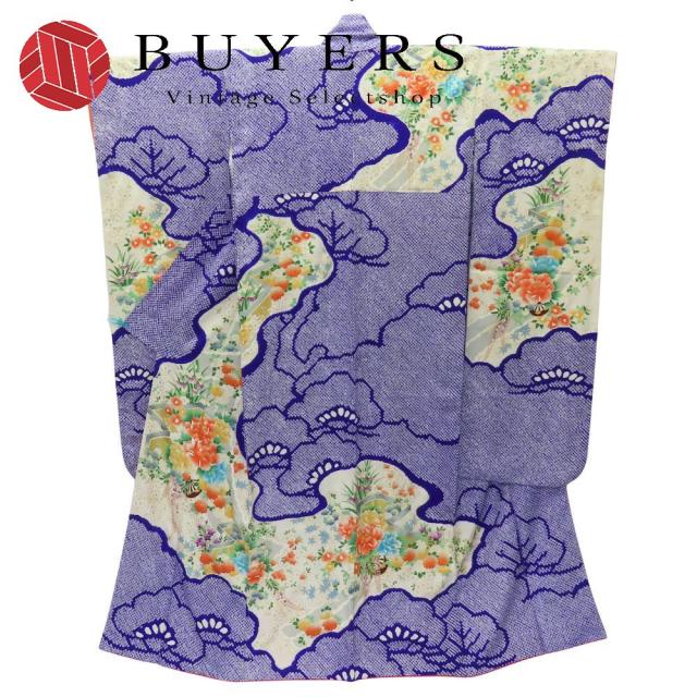 中古 振袖 総絞り 正絹 パープル 成人式 和装 呉服 和服 きもの レディース 女性