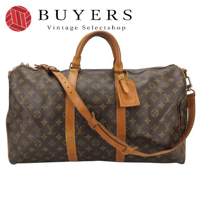 中古 ルイ・ヴィトン ボストンバッグ キーポルバンドリエール50 M41416 モノグラム ヌメ革 ブラウン 2WAY 斜め掛け ショルダー 旅行 ビジネス レディース メンズ LOUIS VUITTON
